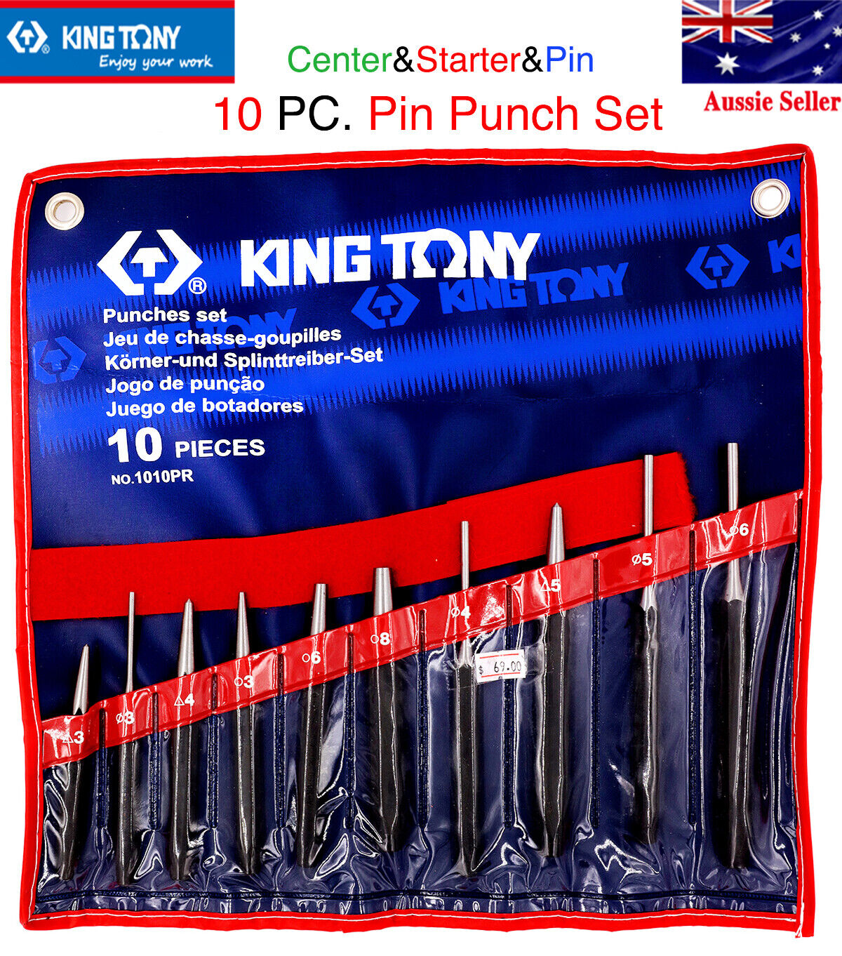 KING TONY Center&Starter&Pin chrome 10 PC. Pin Punch Set Made in Taiwan ...