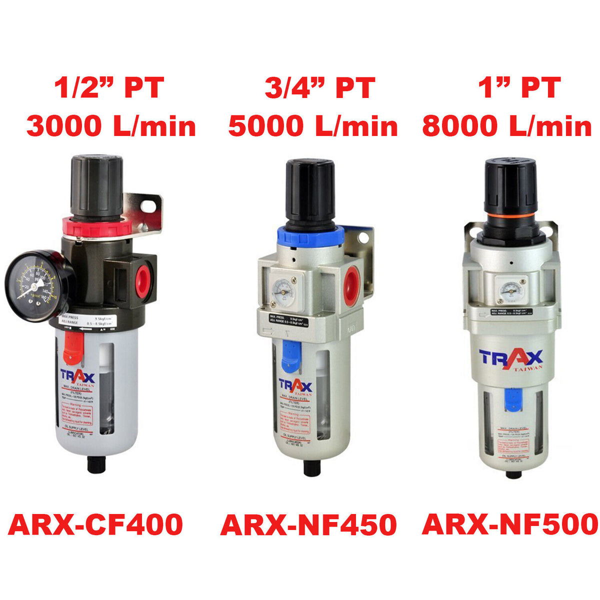 TRAX Air Compressor Regulator Water Trap Lubricator Oil Moisture Filter ...