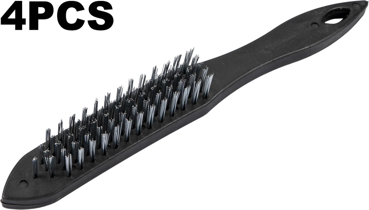 4x Hand Wire Brush Bristles Steel Rust Paint Removal Tool Duty Heavy ...