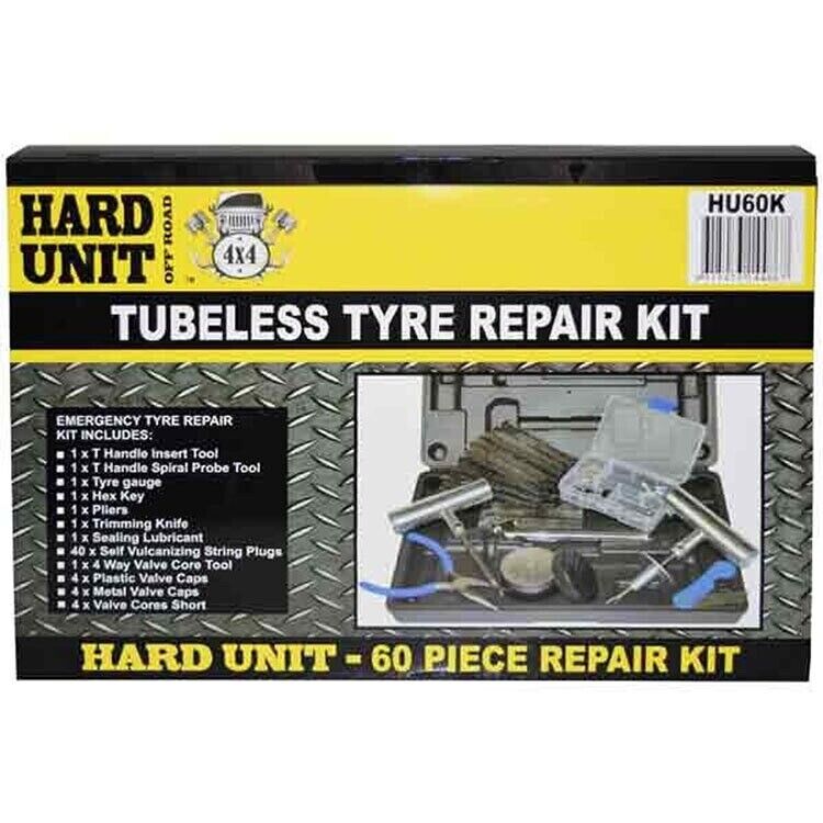 HARD UNIT 60pcs Tyre Puncture Repair Kit Heavy Duty 4WD Offroad Plugs ...