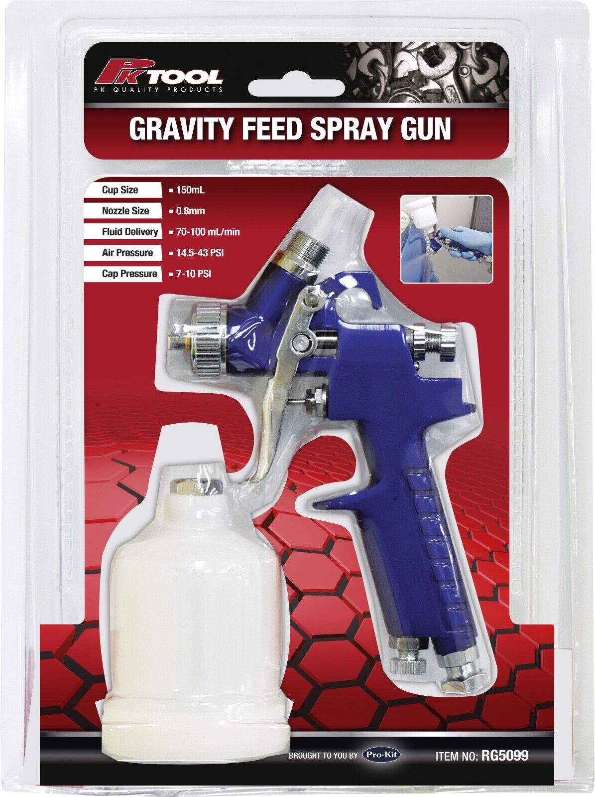 PK TOOLS 0.8mm Mini HVLP Air Spray Gun Airbrush Kit Gravity Feed Paint ...