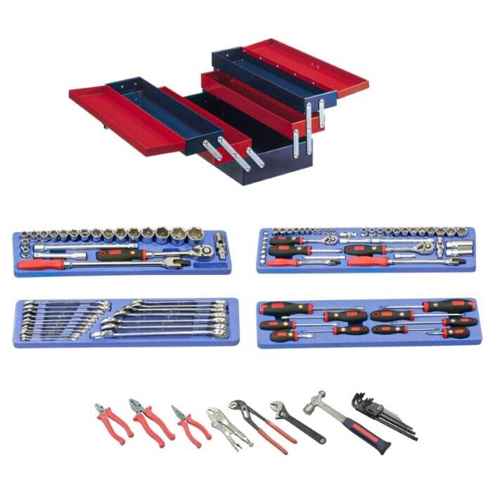 Genius Tools 114 Piece 1/4”, 3/8” & 1/2” Dr Metric Mechanic Tool Set ...