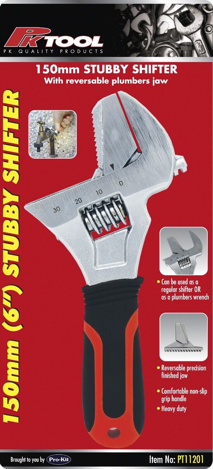 150mm (6”) Stubby Adjustable Wrench Pipe Shifter 38mm Wide Mouth ...